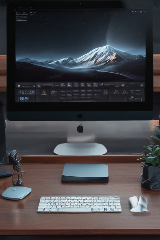 Modern Workspace Featuring a Sleek Computer and Minimalist Desk Design