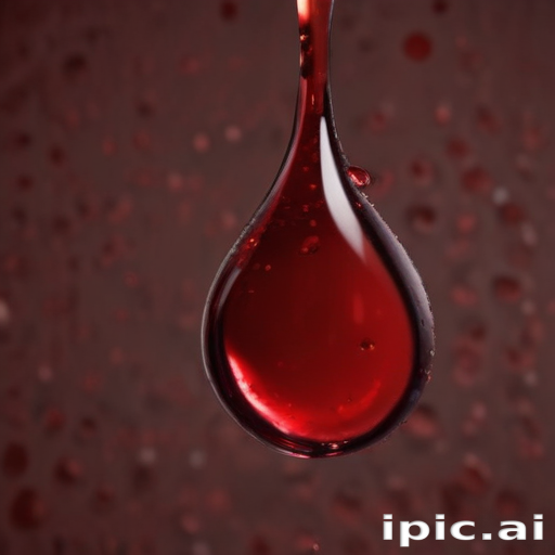 Close-Up of a Single Drop of Blood Against a Dark Background