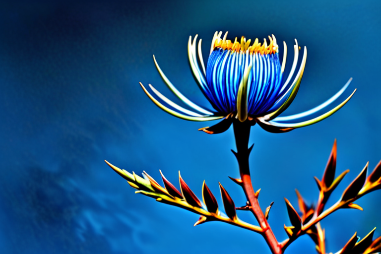 A thorny lilt flower in blue flames