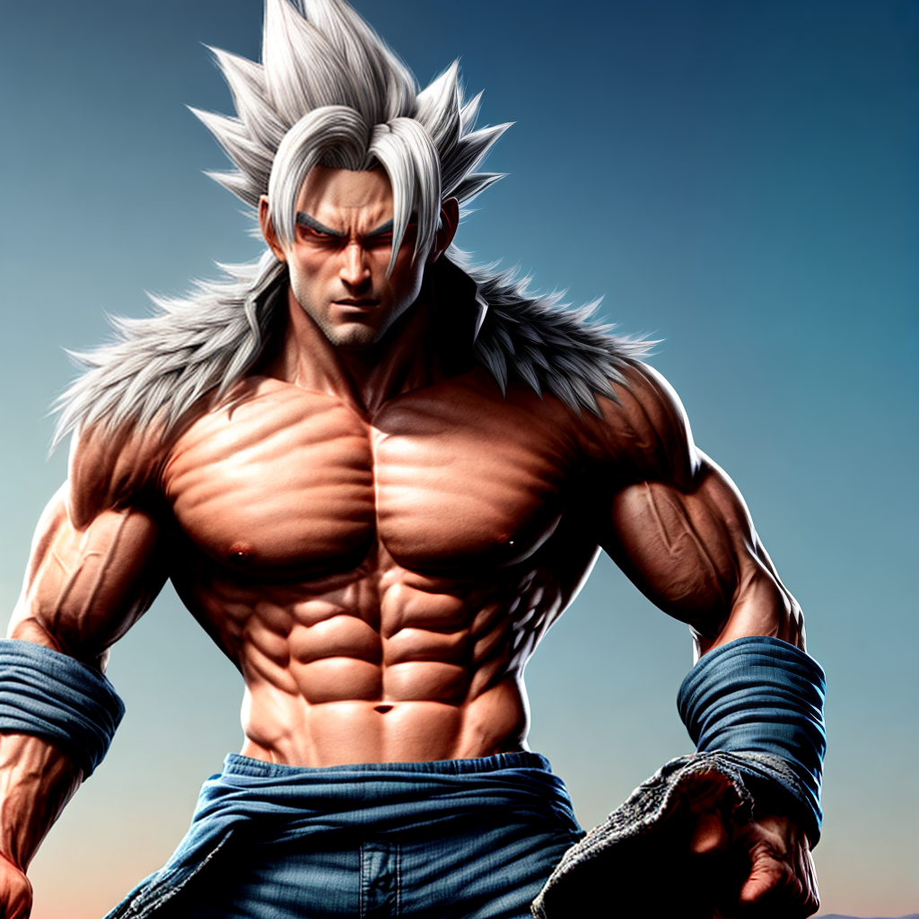 white hair goku, attractive, perfect body and face, beautiful, darkness ...