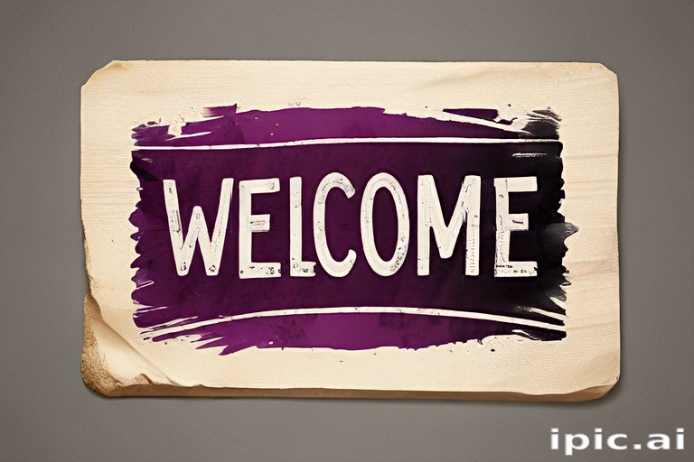 Warm and Inviting Welcome Sign with Creative Purple Background Design