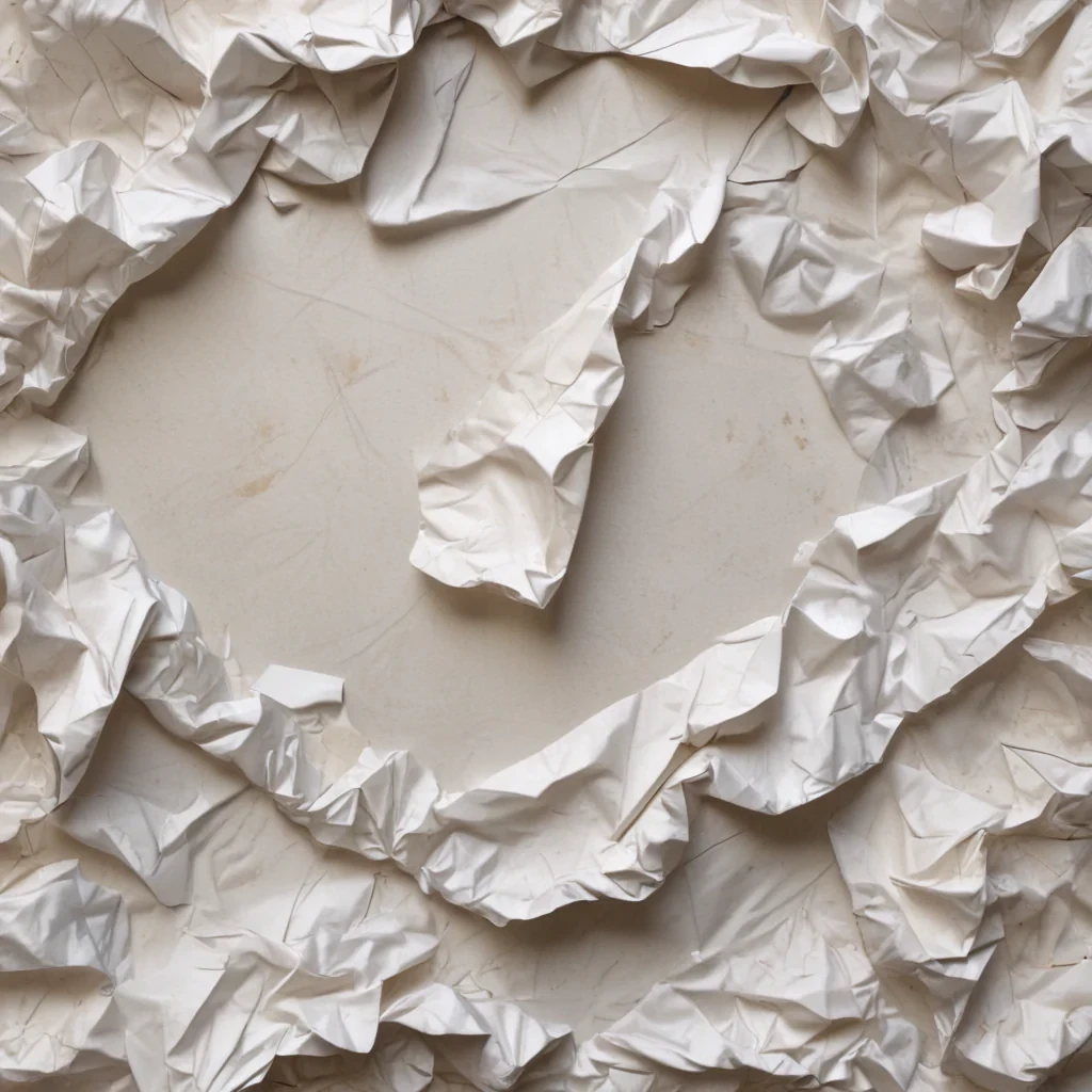 Crumpled White Paper Forming an Intriguing Pattern on a Flat Surface.