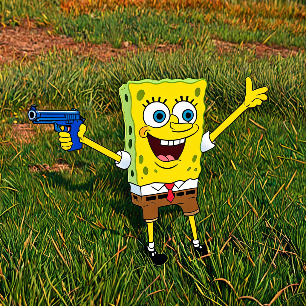 spongebob shooting realistic patrick
