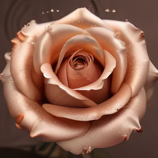 Delicate Peach Rose Glowing with Dewdrops in Soft Natural Light