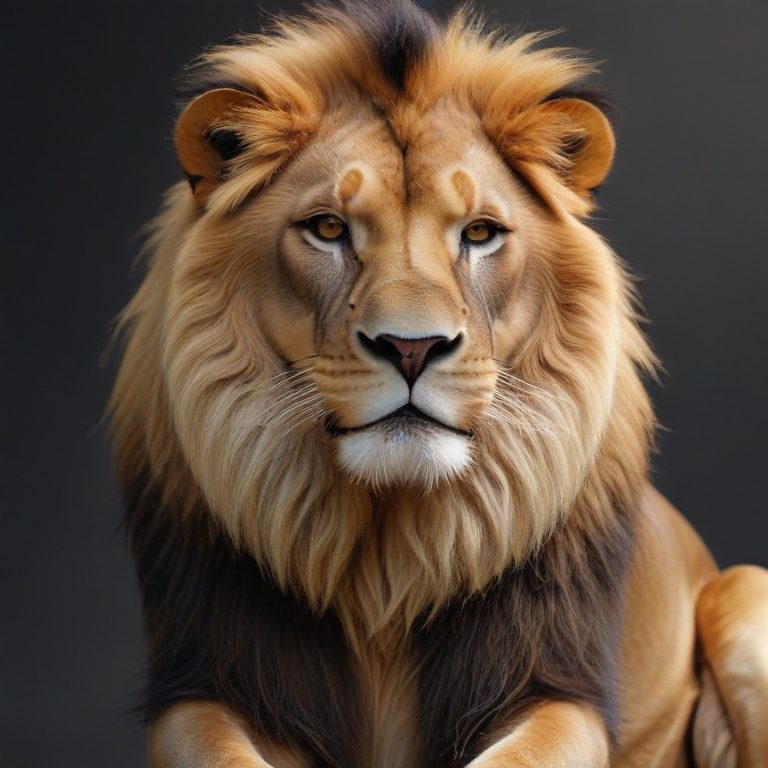 Majestic Lion with a Magnificent Mane Staring Proudly at the Camera.