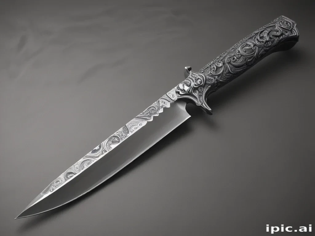 Exquisite Handcrafted Knife Featuring Intricate Designs on Its Blade ...