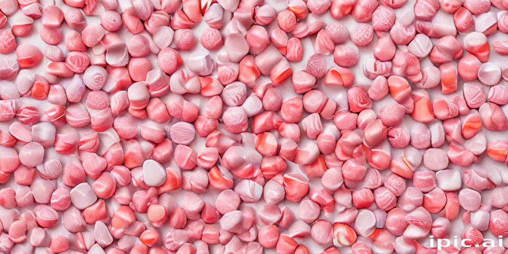Vibrant Collection of Smooth Pink Pebbles Spread Across a White Surface