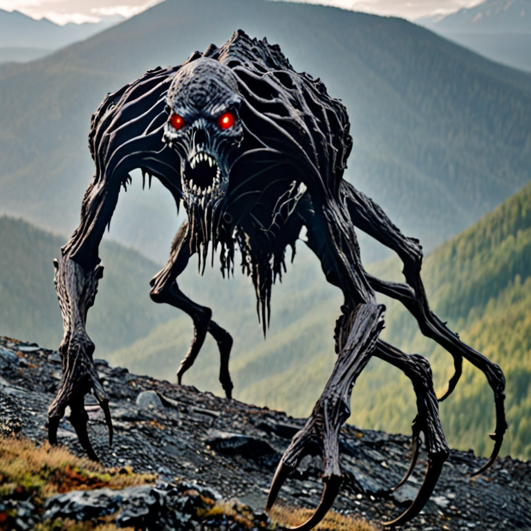 distorted eldritch abomination crawling out of the void, reality ...