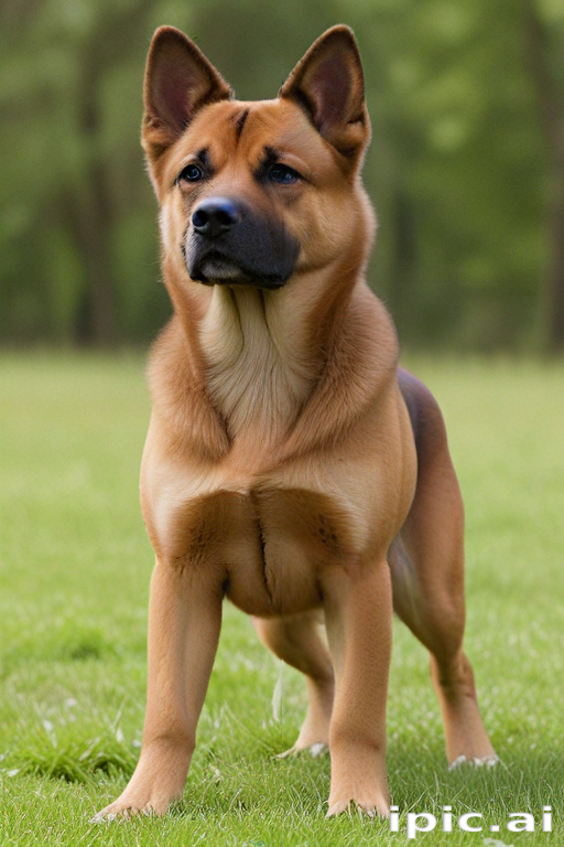 A Majestic Dog Standing Proudly in a Lush Green Field.