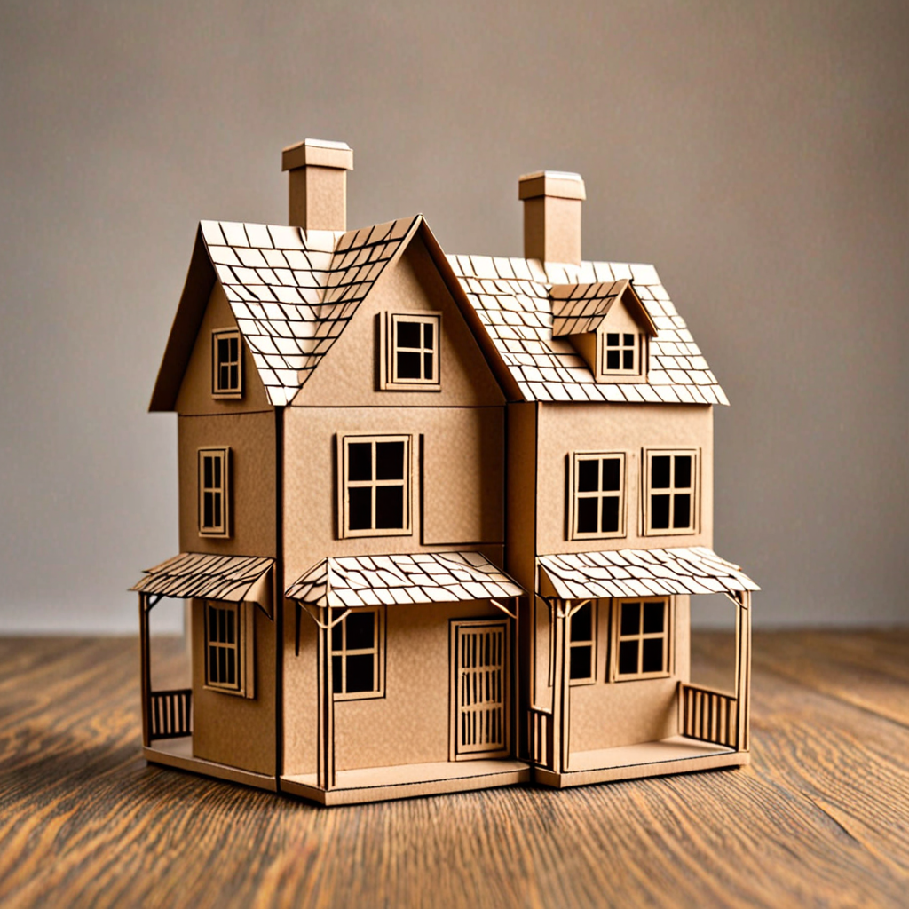 2d carton house model with blurry background