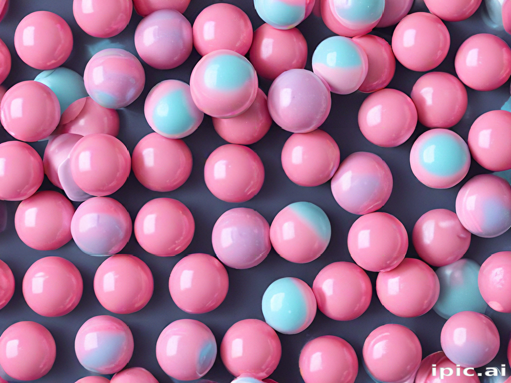 Colorful Pink and Blue Marbled Candy Coated Treats Spread Across a Surface.