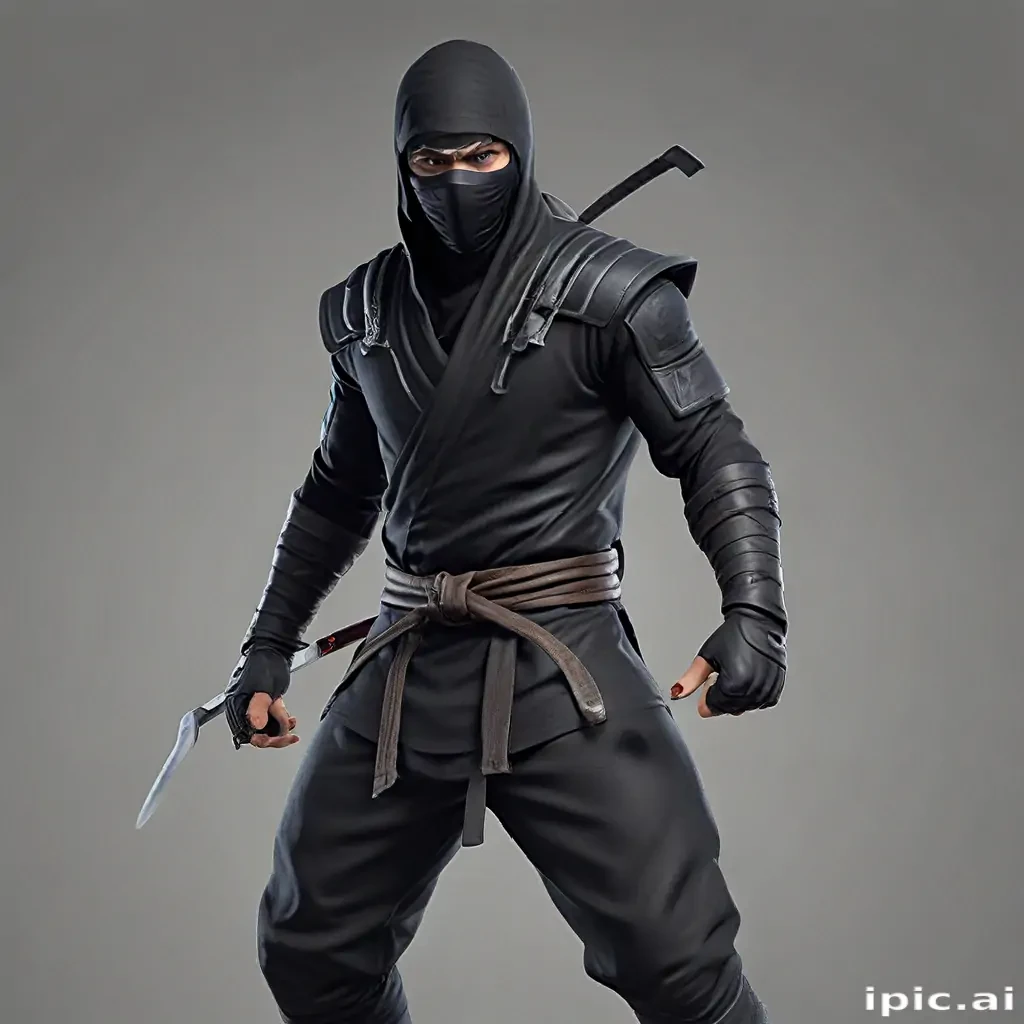 Stealthy Ninja Warrior in Black Attire Ready for an Epic Adventure