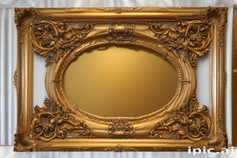 Ornate Vintage Mirror Frame with Intricate Designs and Elegant Finish.