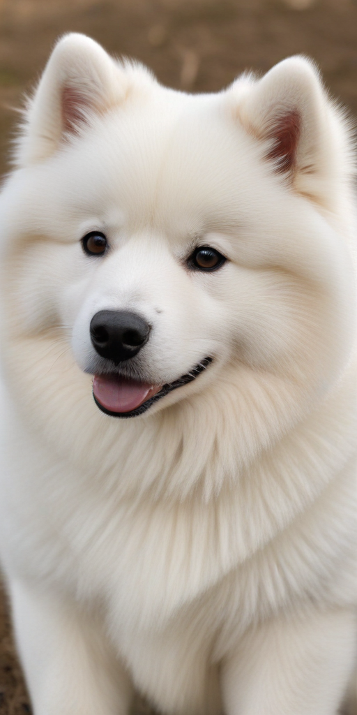 A Fluffy White Samoyed Dog Smiling Happily in a Natural Setting