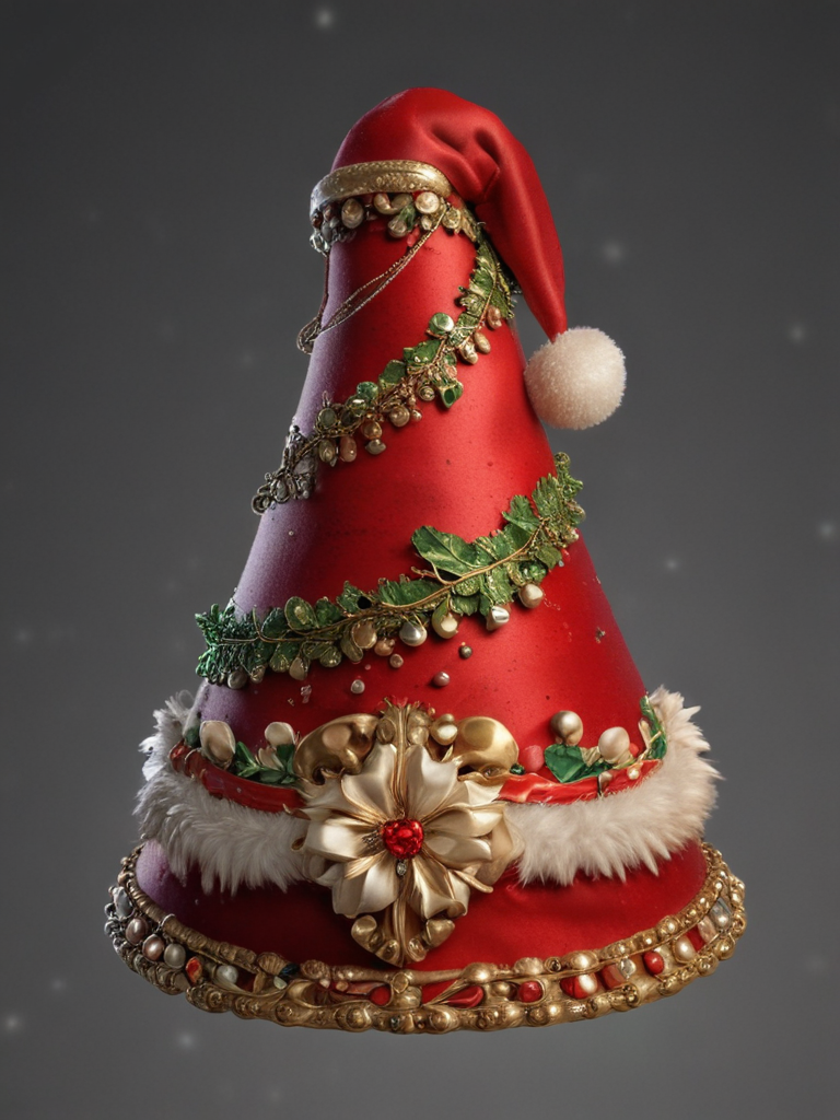 Elegant and Festively Adorned Christmas Hat with Decorative Elements ...