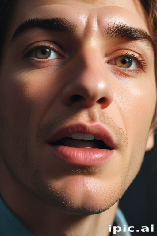 Close-Up Portrait of a Young Man with Striking Features and Expression