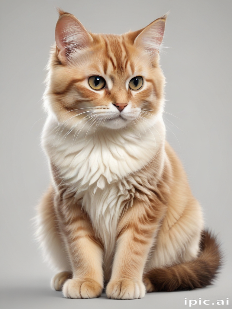 A Beautiful Ginger Cat with Fluffy Fur Sitting Gracefully Against a ...