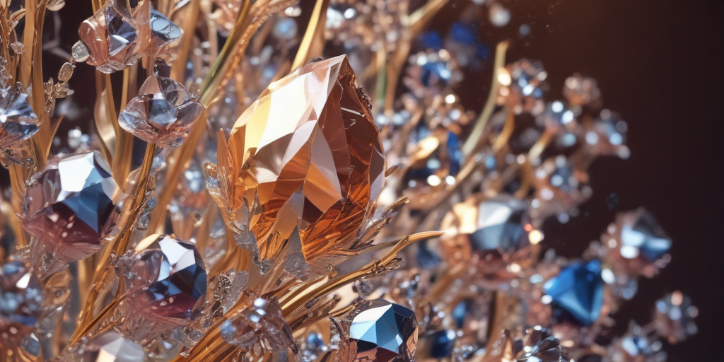 Radiant Display of Sparkling Crystals and Golden Branches in Elegance