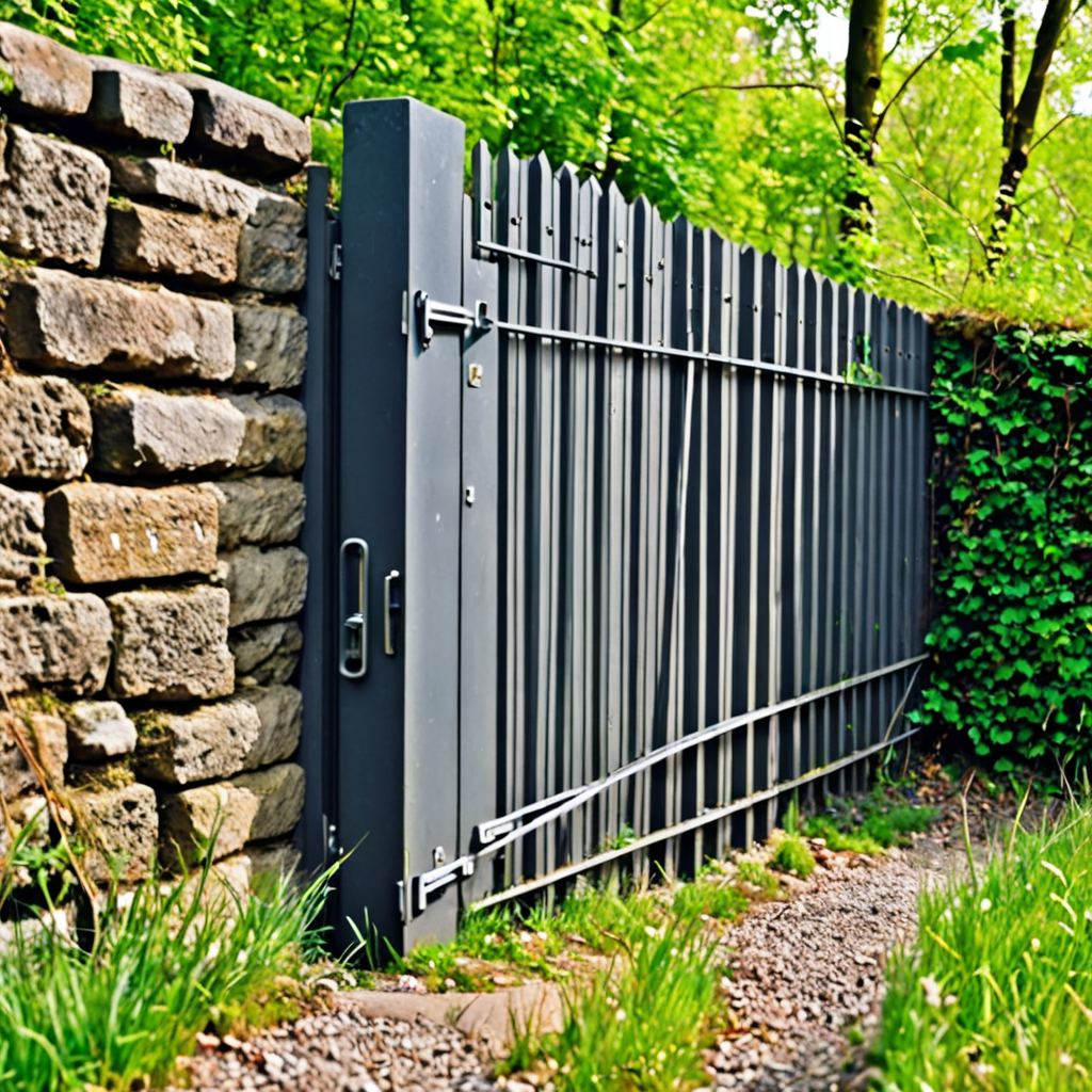 A big fence with a heavy lock, underground in a bunker corridor.
