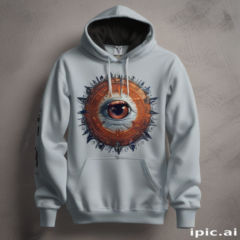 Stylish Hoodie Featuring an Intricate Eye Design with Artistic Elements
