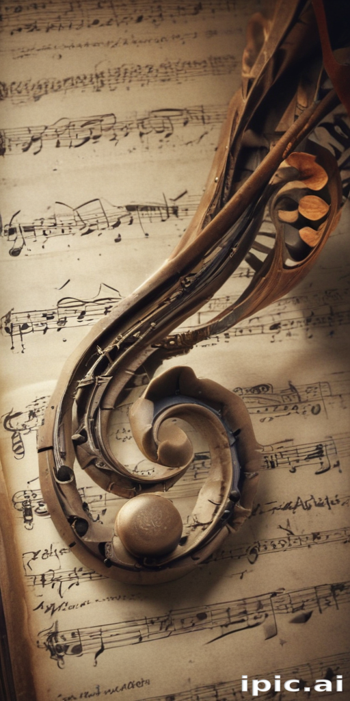 Intricate Musical Scroll with Decorative Elements Against Classic Sheet ...