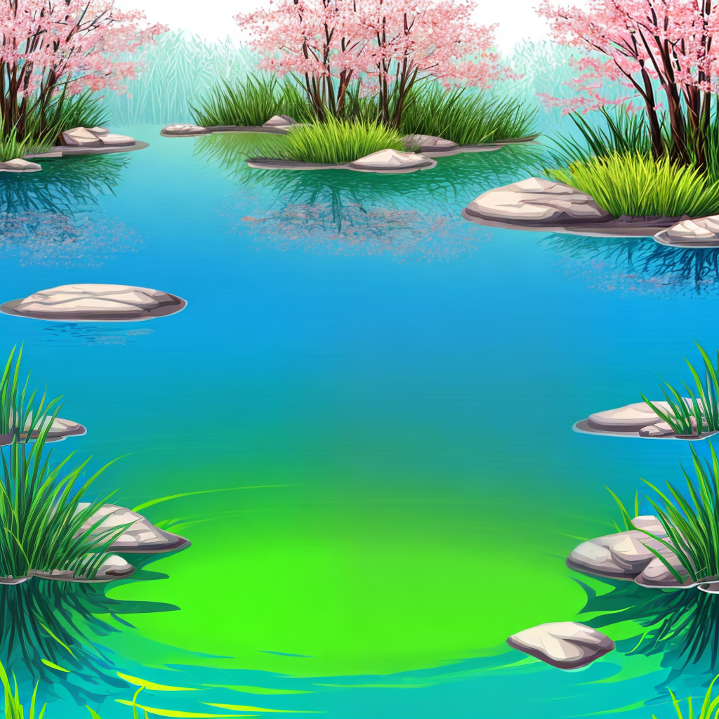 A Spring. The Water is clear. In the forest. Vector style