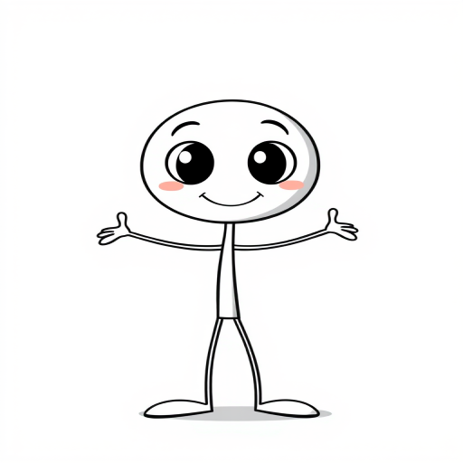 A Surprised Stick Figure with Hands on Hips and Wide Eyes.