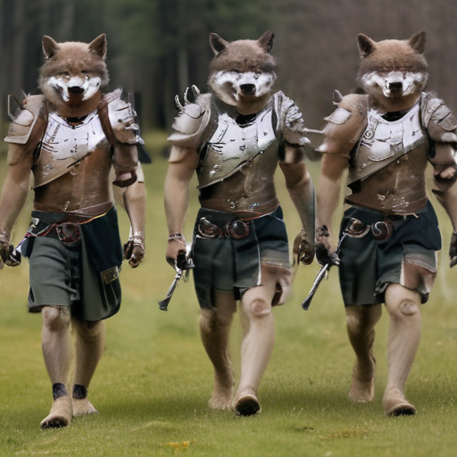 A clan of talking wolves walking around with armour