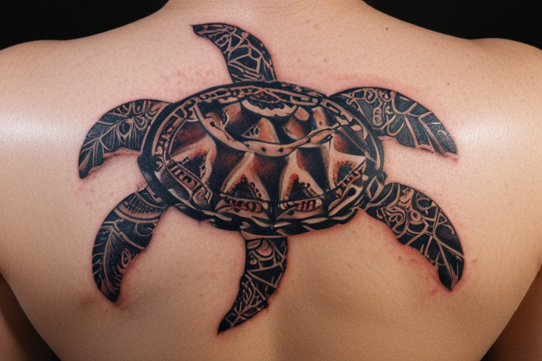 Tribal turtle tattoo