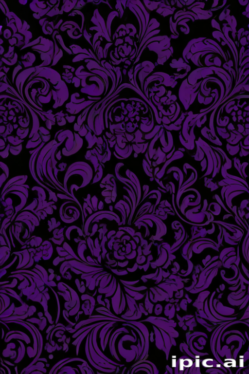 Elegant Floral Pattern in Deep Purple and Black Background Design