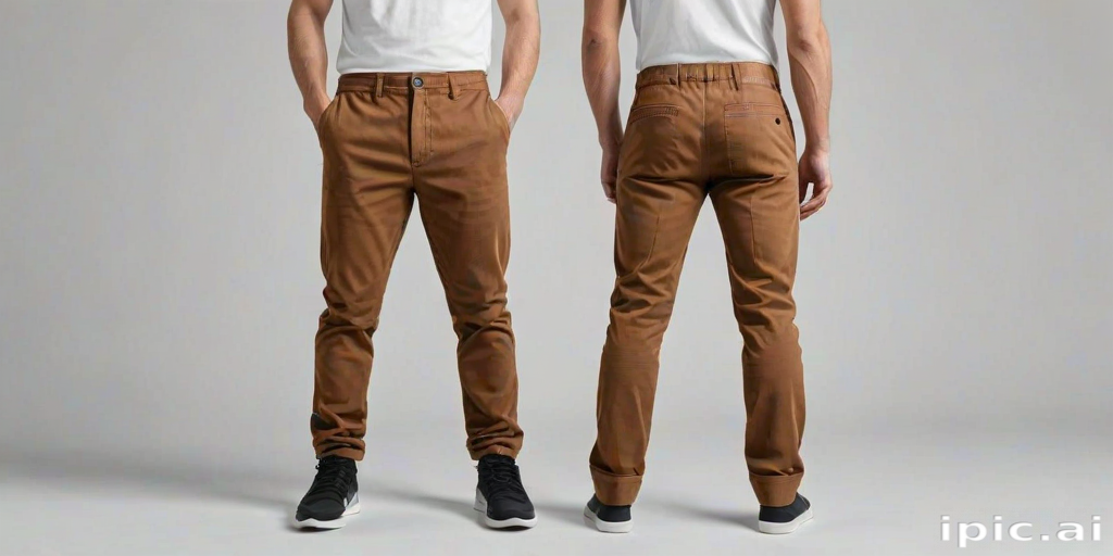 Stylish Casual Brown Pants for Men, Front and Back View Display