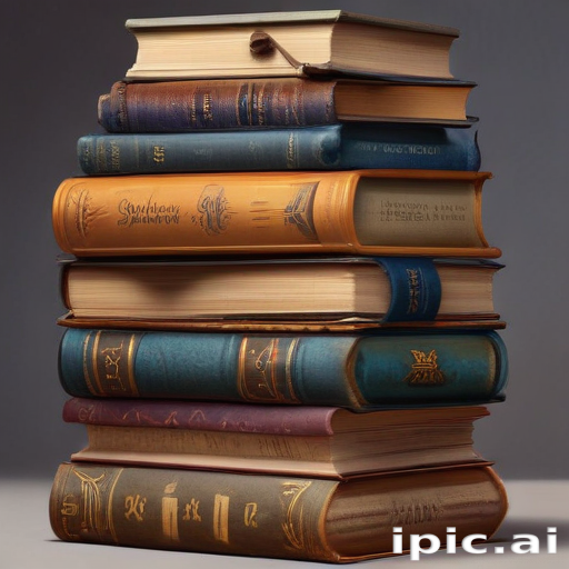A Towering Stack of Vintage Books with Intricate Covers and Spines
