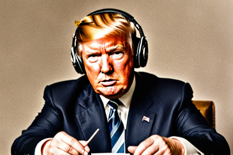 donald trump with kitty ear headphones playing with adolf hitler