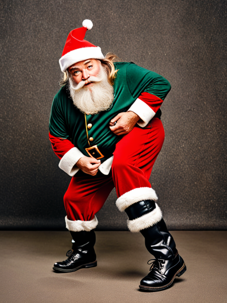 dwarf giving santa a piggyback