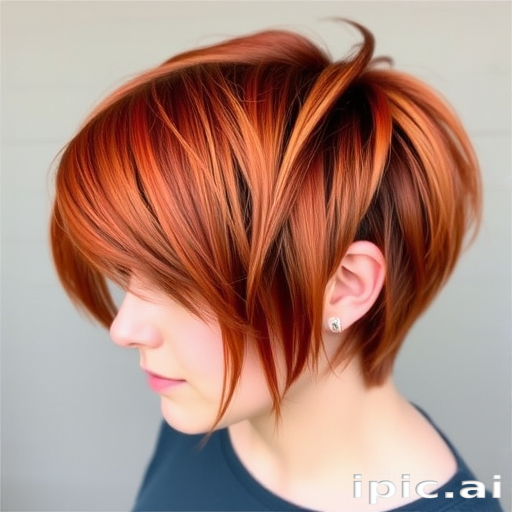 Fiery copper pixie-mullet hybrid, styled by "Rebel Roots" hair artisans ...