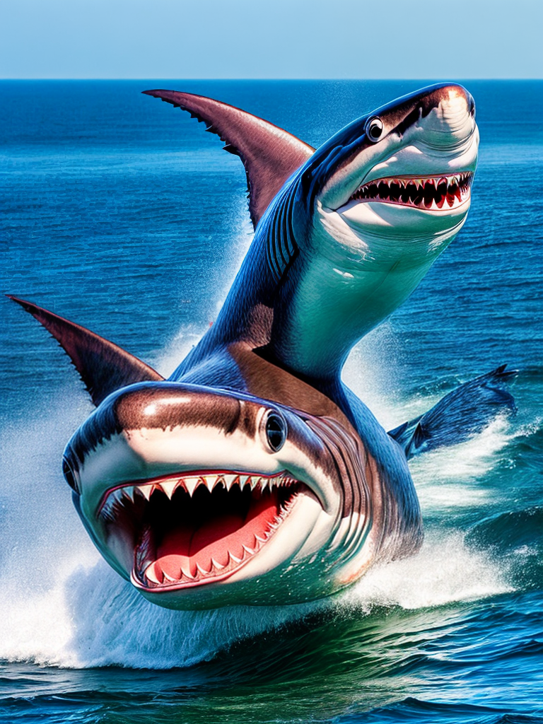 Cartoon of smiling Shark flexing muscles