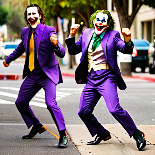 Gavin Newsom as The Joker laughing hysterically like a maniac with arms ...