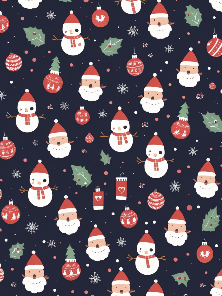 Festive Winter Wonderland Pattern Featuring Santa, Snowmen, and Holiday ...