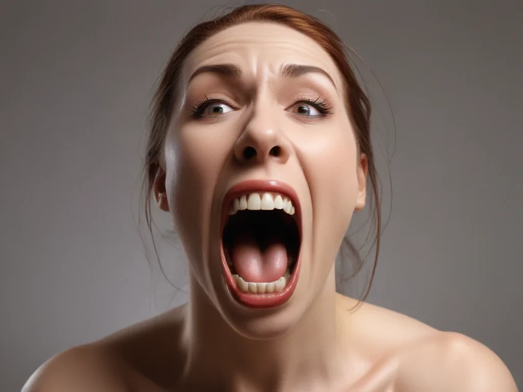 Expressive Portrait of a Woman in Intense Emotional Distress and Anguish