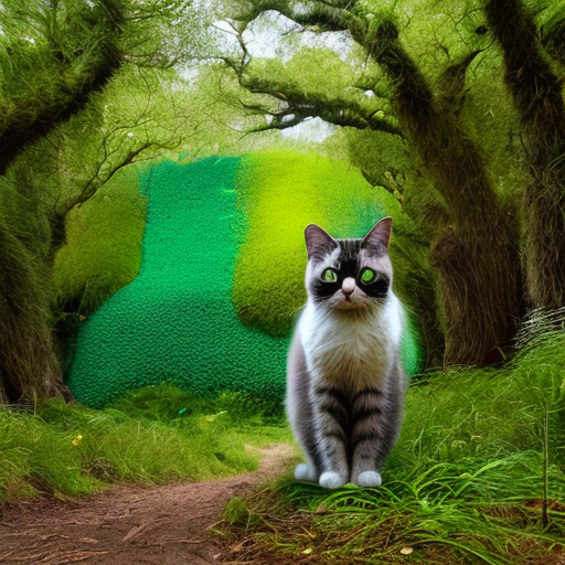 Cat with moss as it's furr