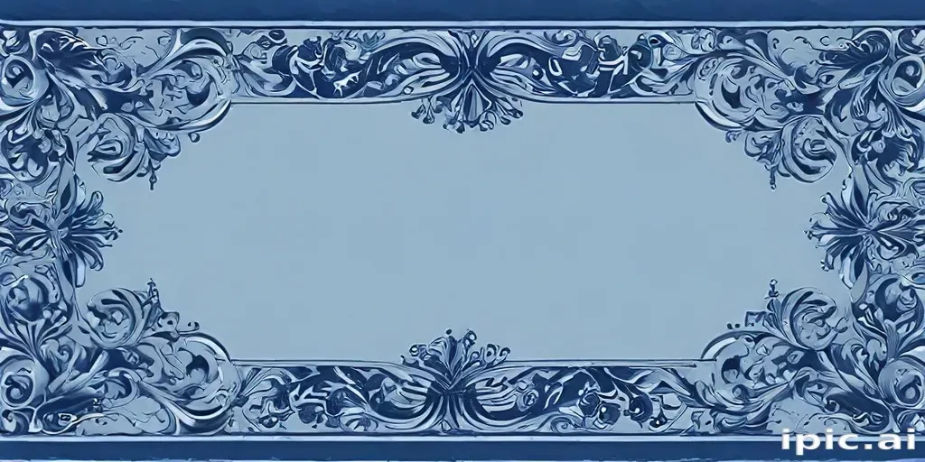 Elegant Blue Decorative Frame with Intricate Floral Patterns and Designs.