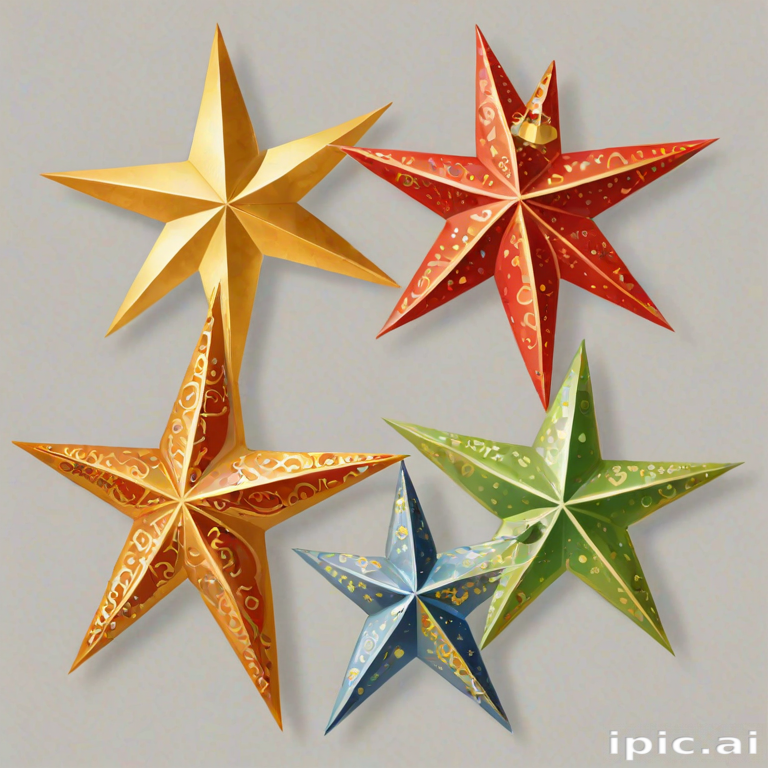 Colorful Decorative Stars in Various Shapes and Sizes for Festive ...