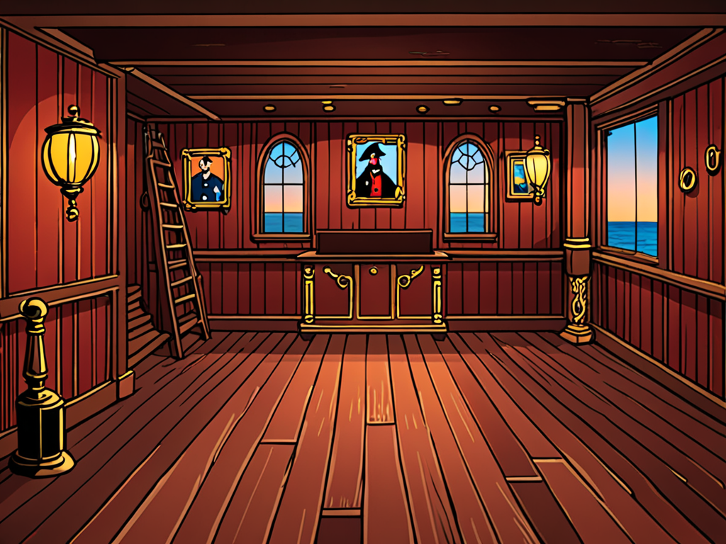 Interior of Captain Hook's state room on the pirate ship from the ...