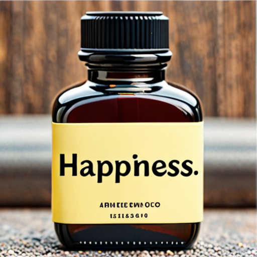 Happiness drug, bottle written on Portuguese