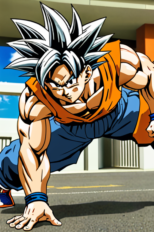 goku doing push-ups on superior instinct