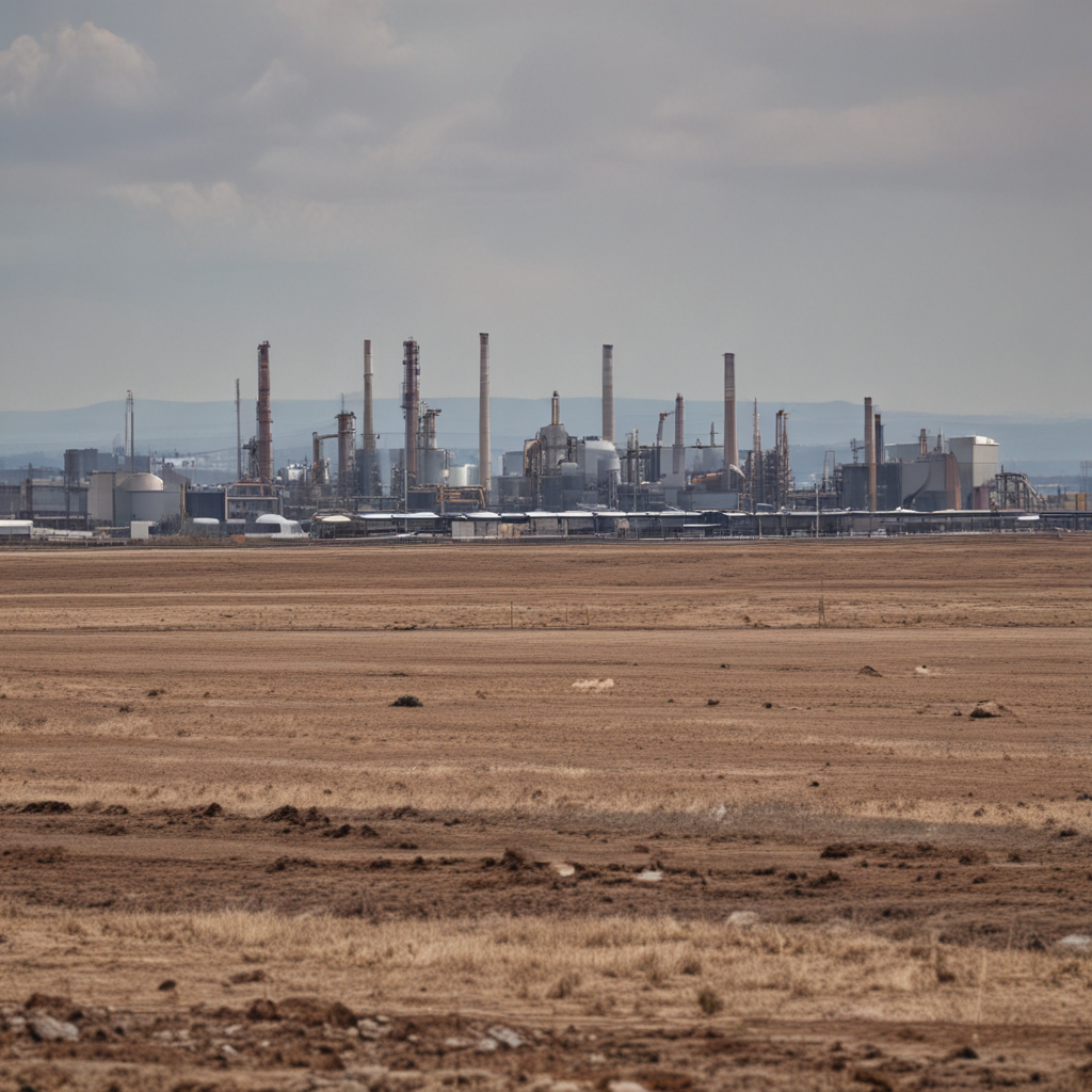 shape of industrial factory on the horizon