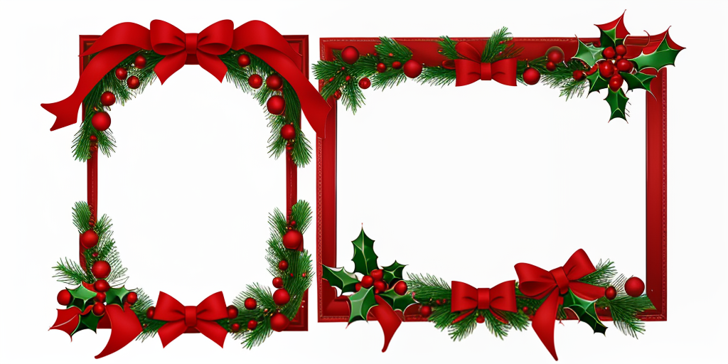 Festive Christmas Frames Adorned with Bows, Holly, and Ornaments for ...