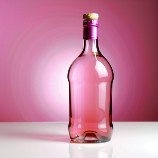 Elegant Pink Bottle with a Cork Top Against a Soft Pink Background