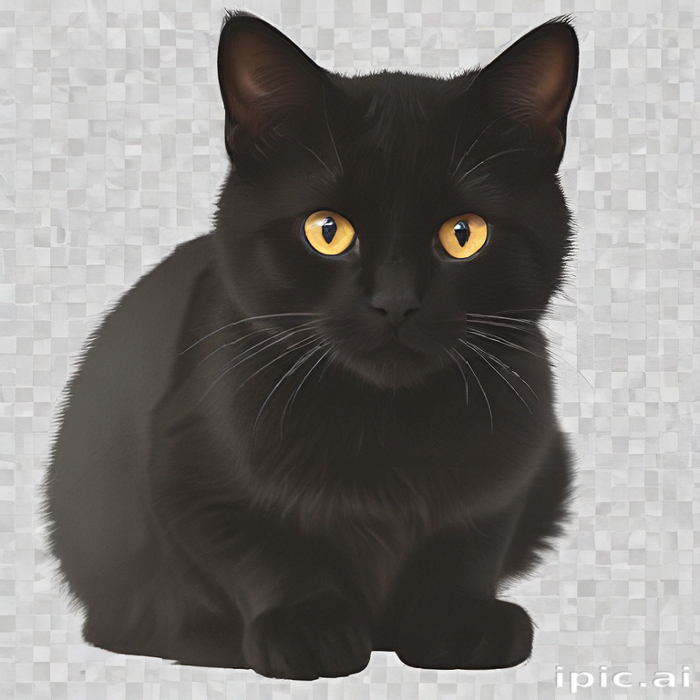 A Majestic Black Cat with Striking Golden Eyes Sitting Gracefully.