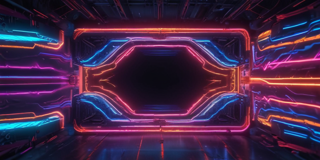 Futuristic Neon Corridor with Vibrant Colors and High-Tech Aesthetic Design